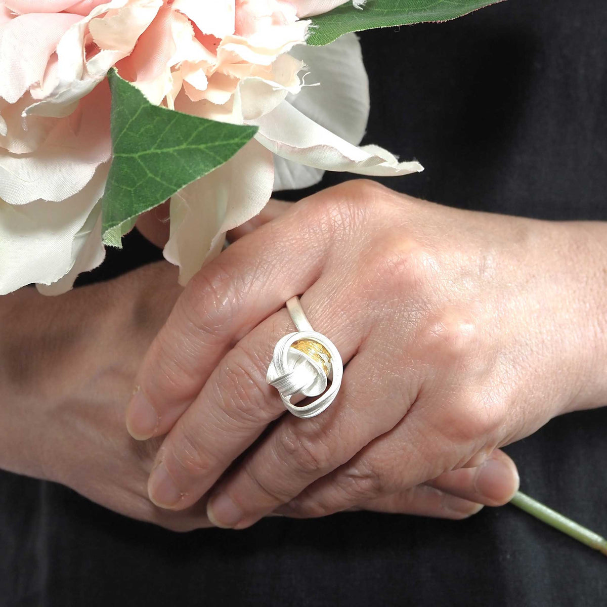 Moon Flower Ring in Sterling Silver and 24ct Gold – Goldsmiths' Shop Talent