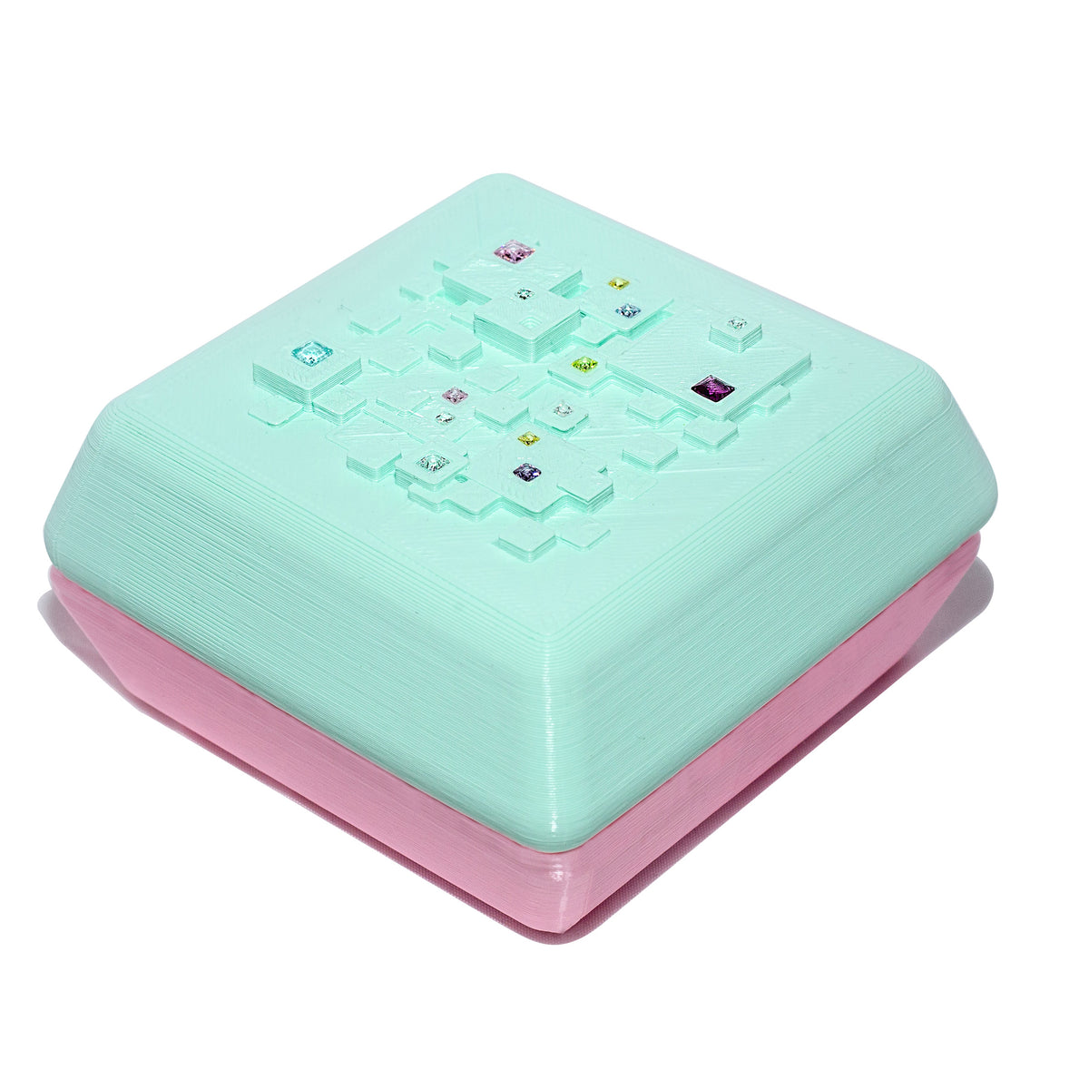 3D Printed Pixelation Box in PLA with Gemstones – Goldsmiths' Shop Talent