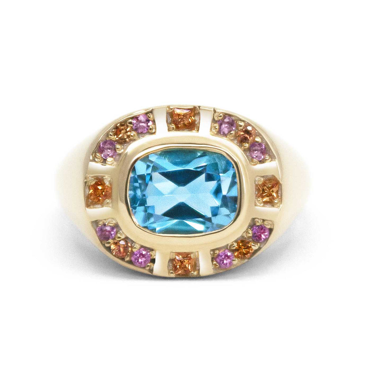 Sunray Halo Signet Ring in 14ct Gold and Gemstones – Goldsmiths' Shop ...