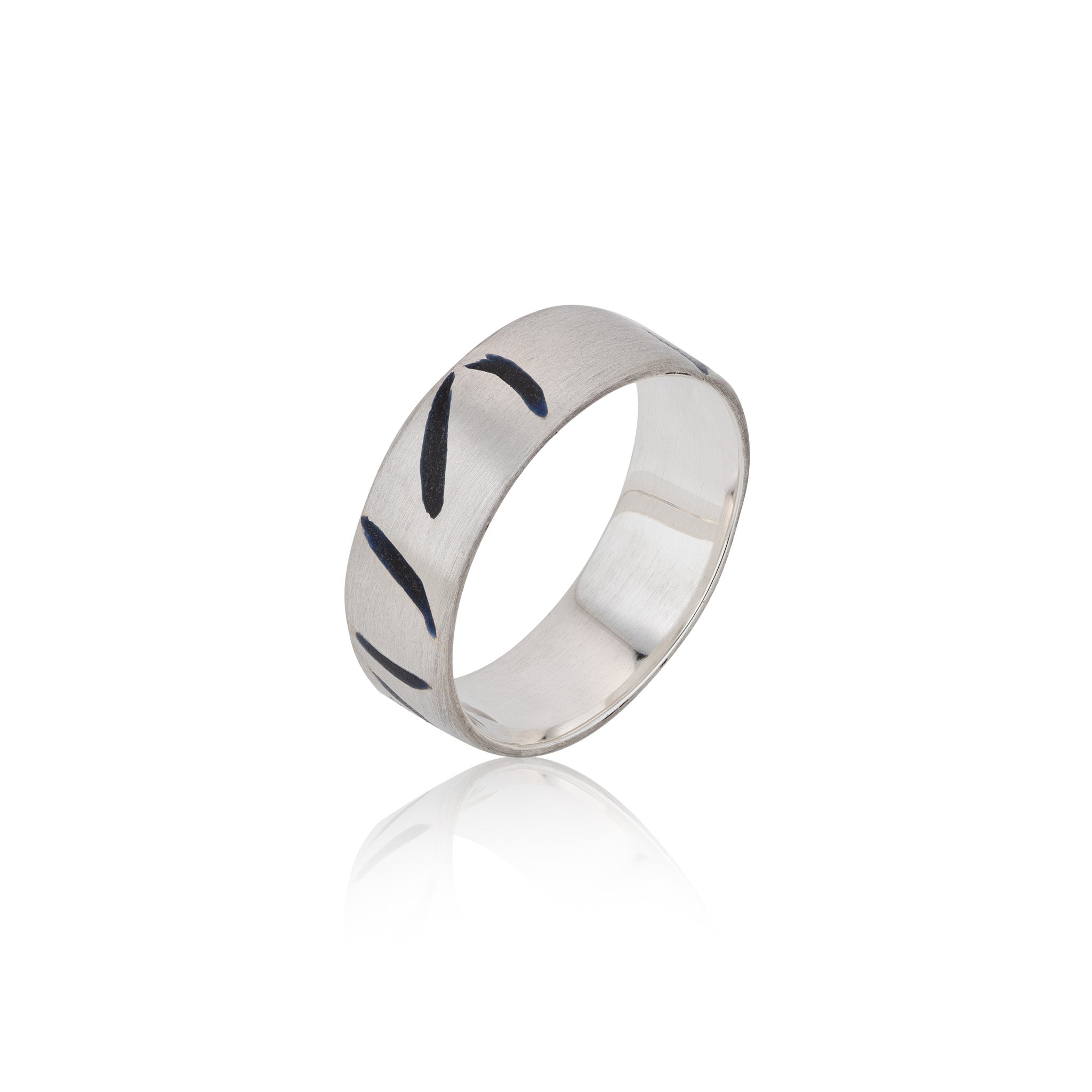 Slim Sterling Silver and Black Enamel Inlay Ring – Goldsmiths' Shop Talent
